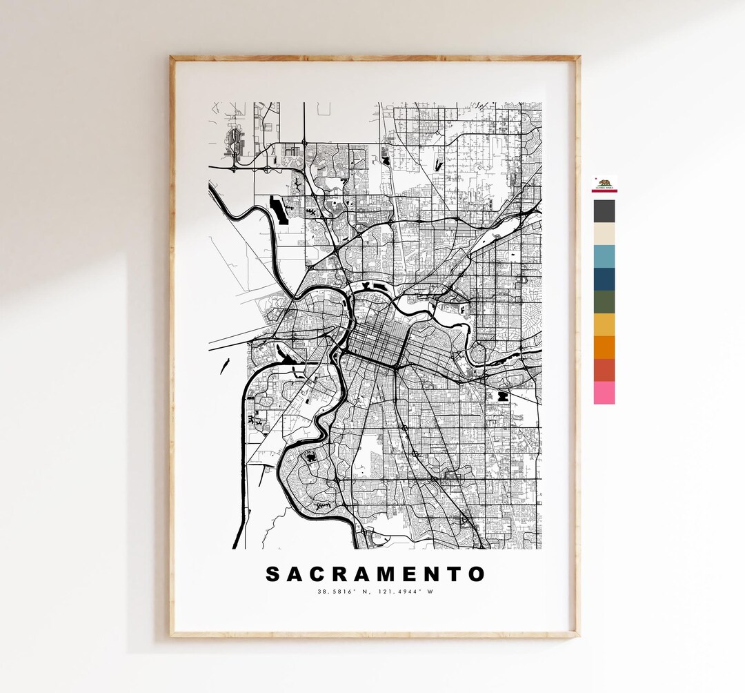 Sacramento Map Print - City Map Poster - Map Art - USA City Maps ...