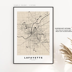 Lafayette Map Print (indiana) - City Map Poster - Map Art - USA City ...