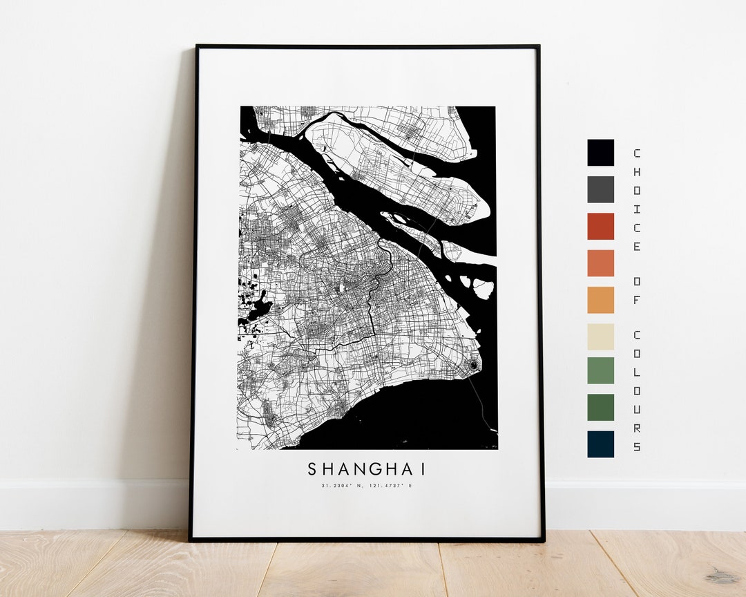 Shanghai Map Print - City Map Poster - Map Art - Map Wall Art - China ...