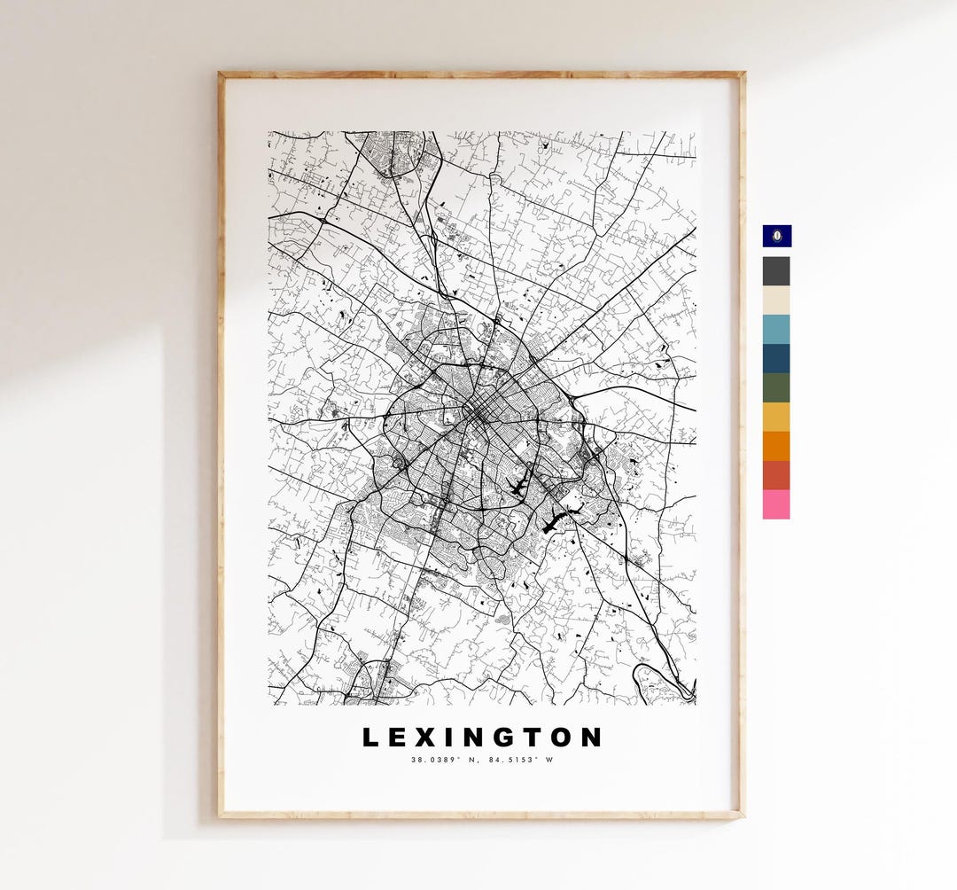 Lexington Map Print (kentucky) - City Map Poster - Map Art - USA City ...
