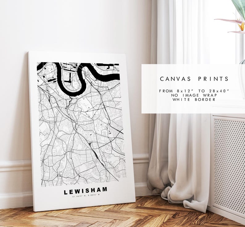 Lewisham Map Print - Minimalist City Map Poster - Map Art - UK ...