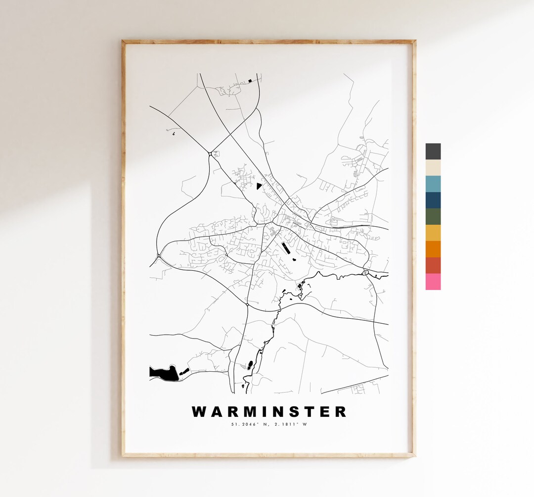 Warminster Map Print - Minimalist City Map Poster - Map Art - UK ...