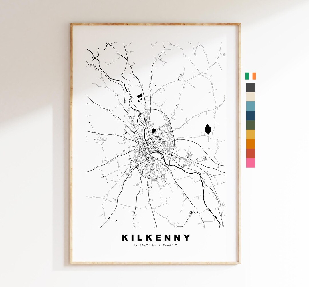 Kilkenny Map Print - City Map Poster - Map Art - Ireland City Maps ...