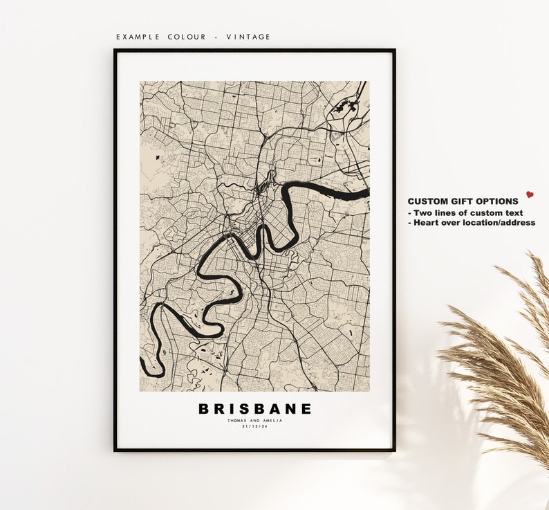 Brisbane Map Print - City Map Poster - Map Wall Art - Australia City ...