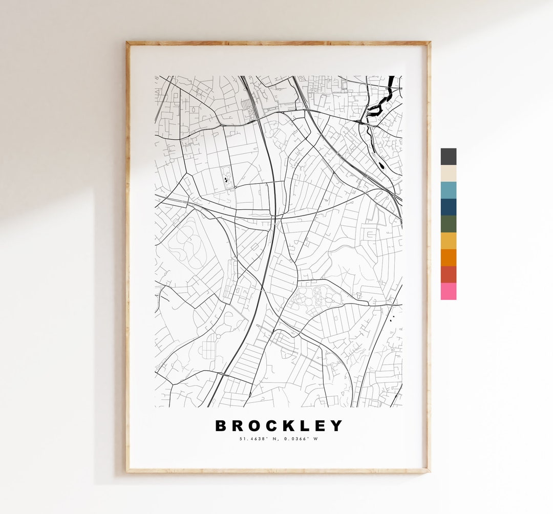 Brockley Map Print - Minimalist City Map Poster - Map Art - London, UK ...