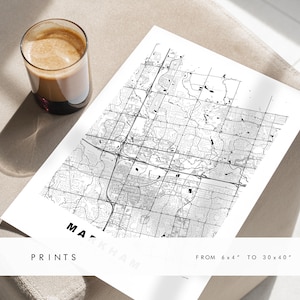 Markham Map Print - City Map Poster - Map Art - Map Wall Art - Canada ...