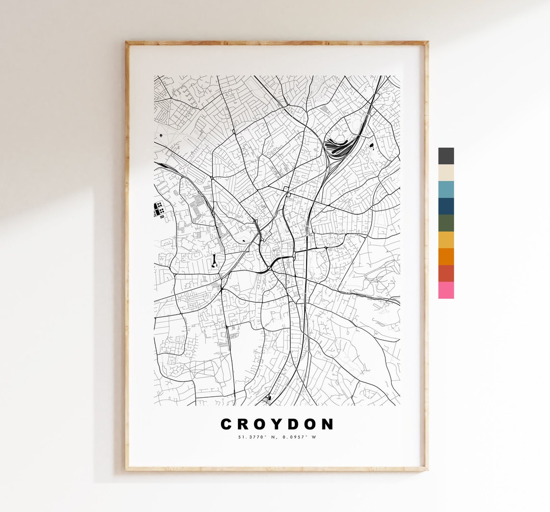 Croydon Map Print - Minimalist City Map Poster - Map Art - London, UK ...