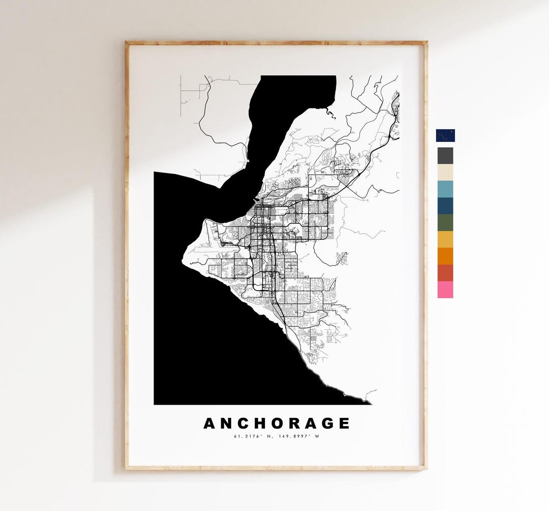 Anchorage Map Print - City Map Poster - Map Art - USA City Maps ...