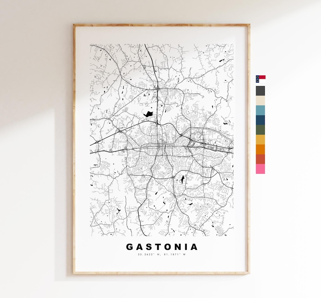 Gastonia Map Print - City Map Poster - Map Art - USA City Maps ...