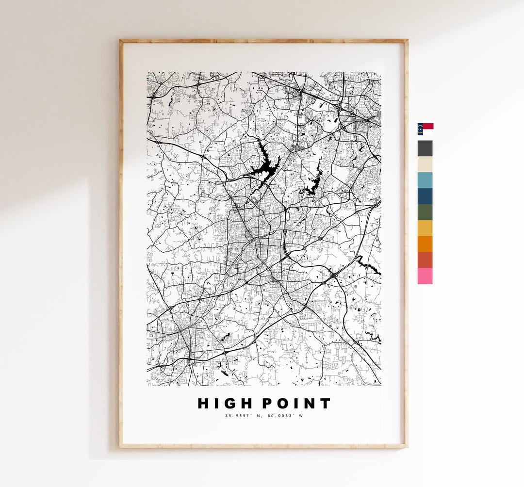 High Point Map Print - City Map Poster - Map Art - USA City Maps - High ...