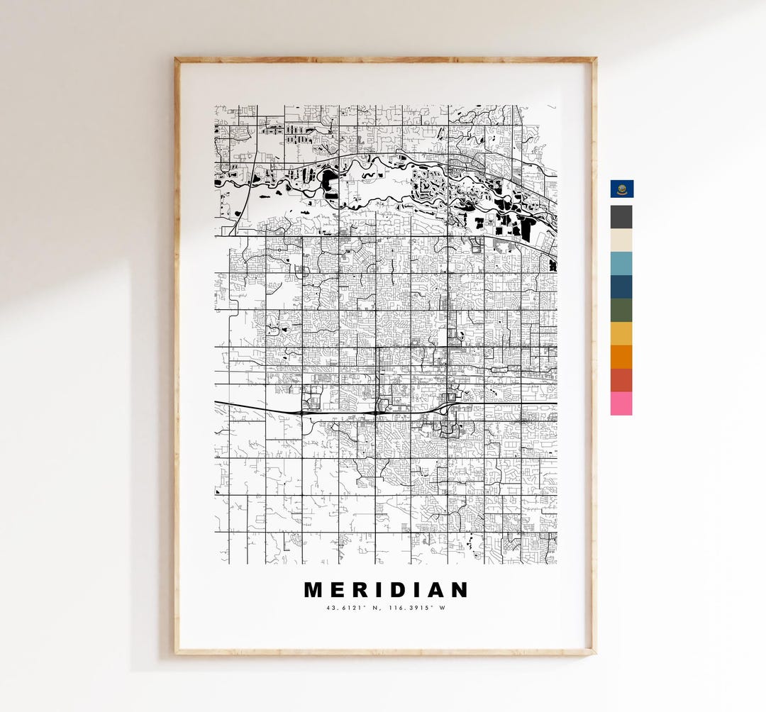 Meridian Map Print - City Map Poster - Map Art - USA City Maps ...