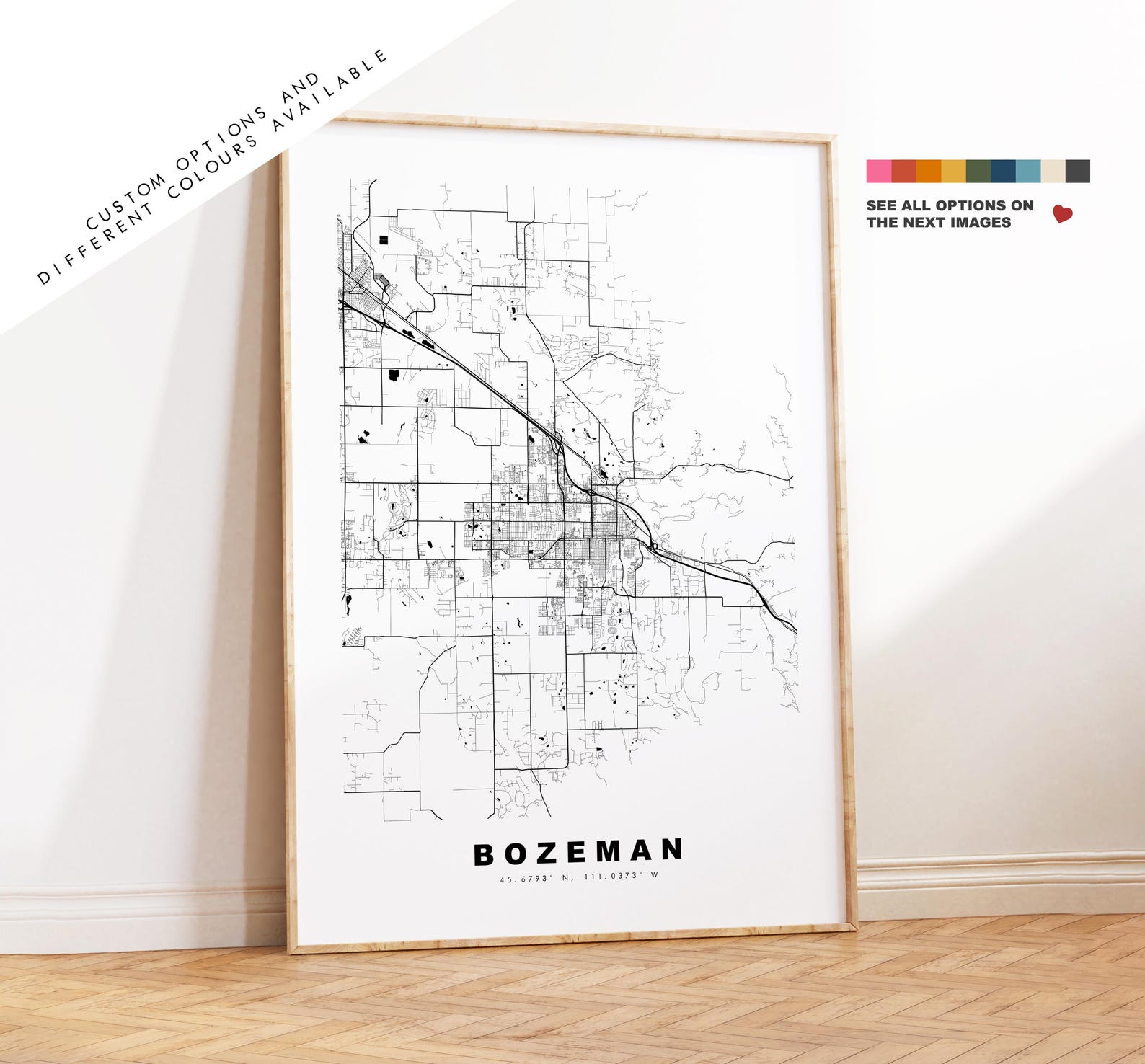 Bozeman Map Print - City Map Poster - Map Art - USA City Maps - Bozeman ...