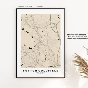 Sutton Coldfield Map Print - Minimalist City Map Poster - Map Art - UK ...