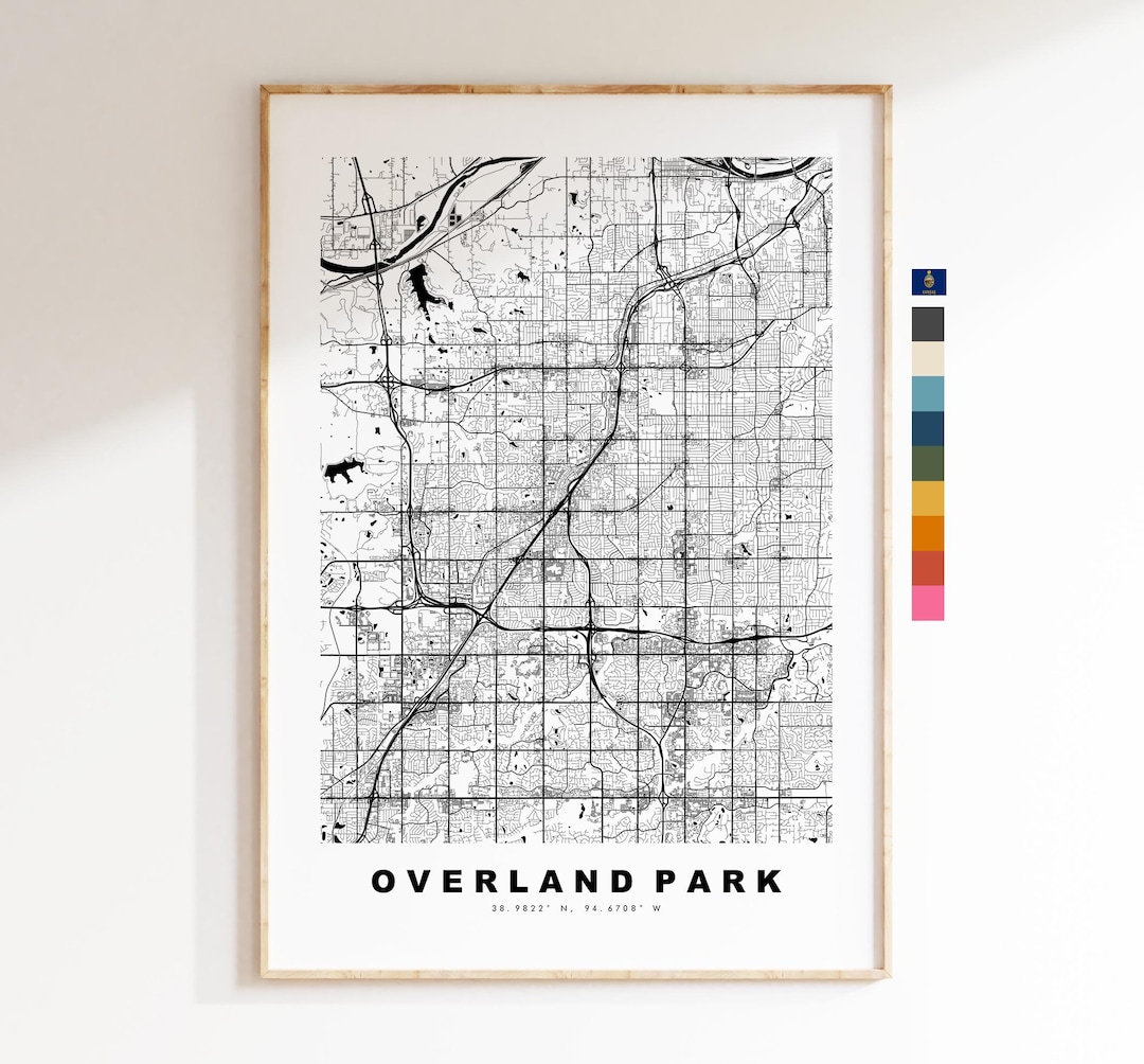 Overland Park Map Print - City Map Poster - Map Art - USA City Maps ...