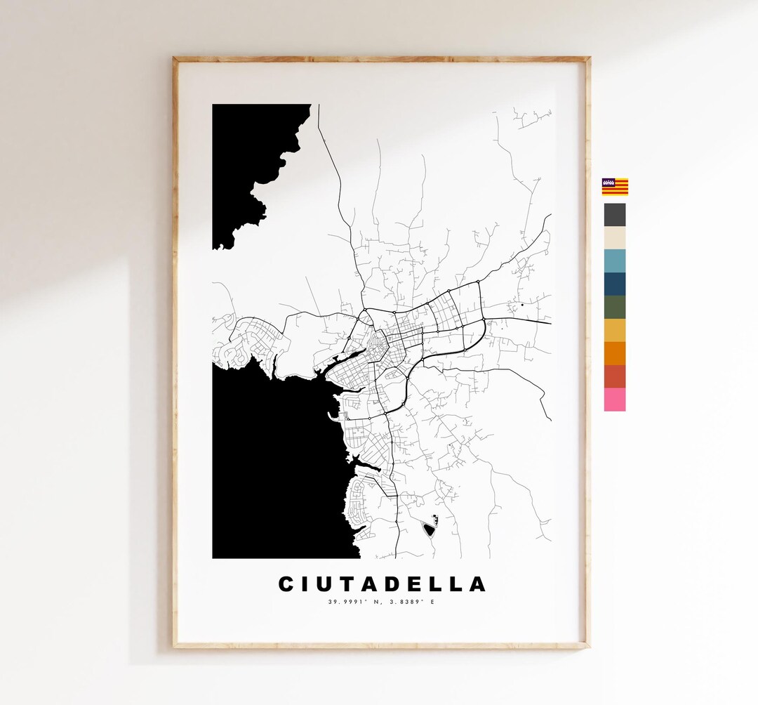 Ciutadella Map Print - City Map Poster - Map Art - Map Wall Art - Spain ...