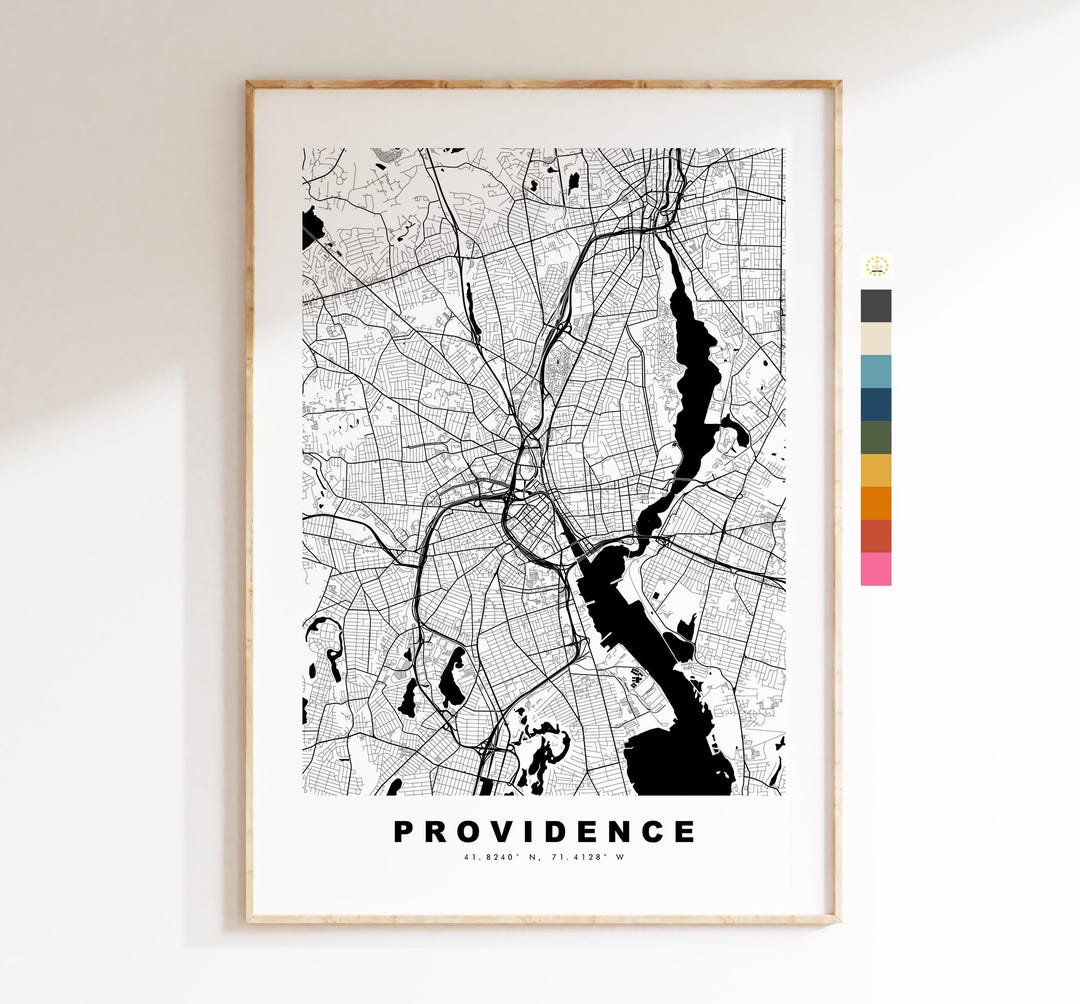 Providence Map Print - City Map Poster - Map Art - USA City Maps ...