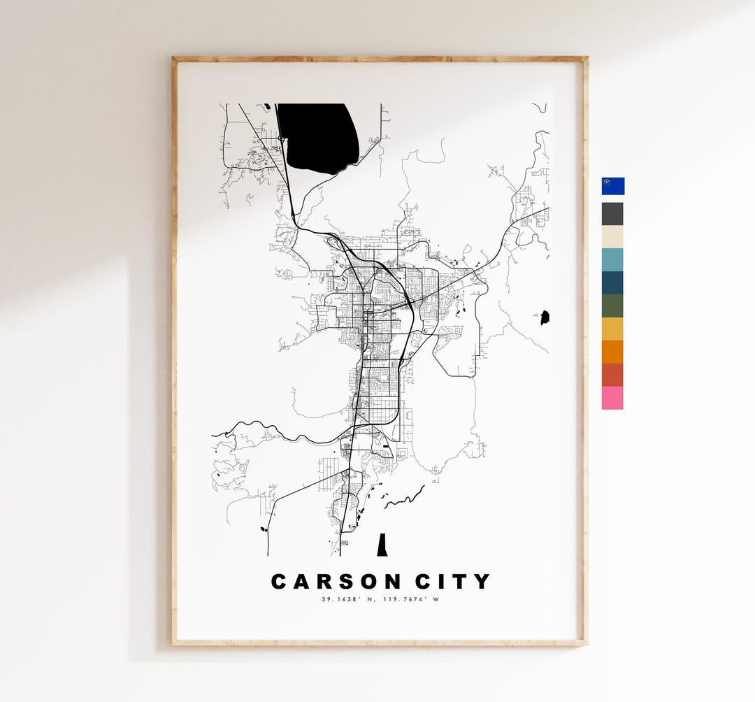 Carson City Map Print - City Map Poster - Map Art - USA City Maps ...