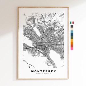 Monterrey Map Print - City Map Poster - Map Art - Map Wall Art - Mexico ...