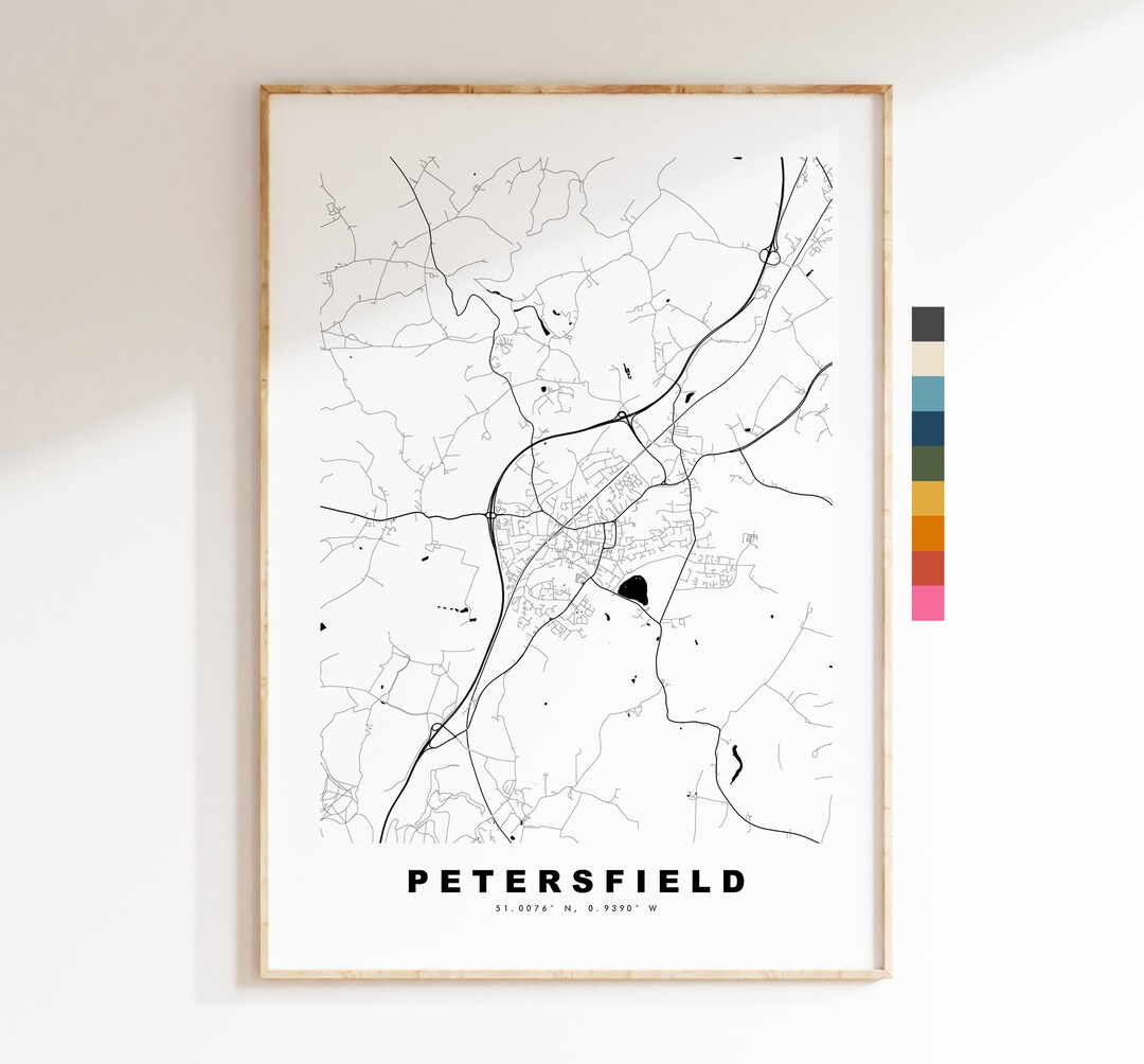 Petersfield Map Print - Minimalist City Map Poster - Map Art - UK ...