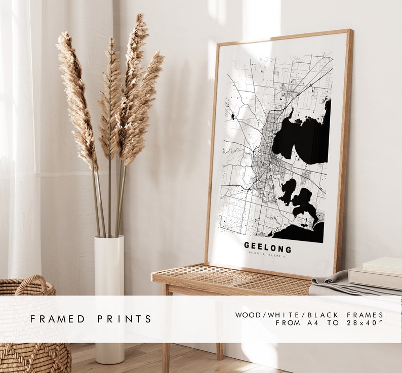 Geelong Map Print - City Map Poster - Map Wall Art - Australia City ...