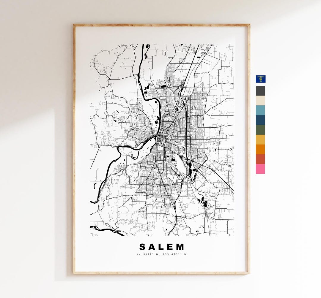 Salem Map Print - City Map Poster - Map Art - USA City Maps - Salem ...