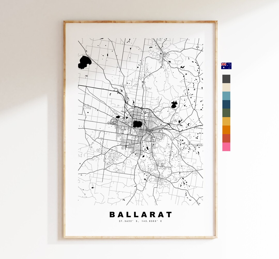 Ballarat Map Print - City Map Poster - Map Wall Art - Australia City ...