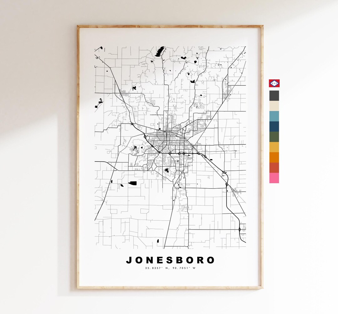 Jonesboro Map Print - City Map Poster - Map Art - USA City Maps ...