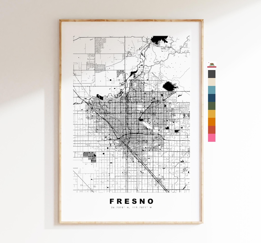 Fresno Map Print - City Map Poster - Map Art - USA City Maps - Fresno ...