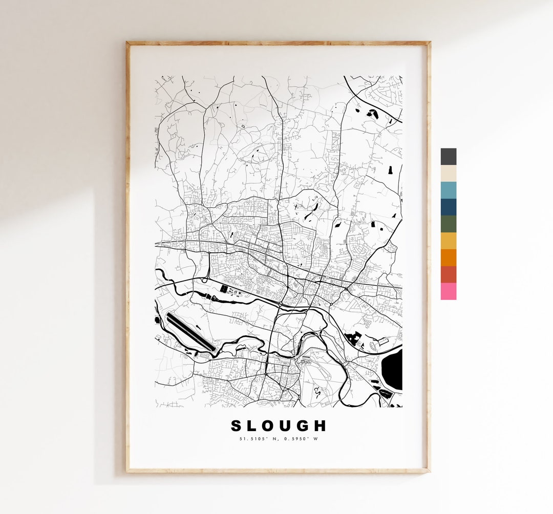 Slough Map Print - Minimalist City Map Poster - Map Art - London, UK ...