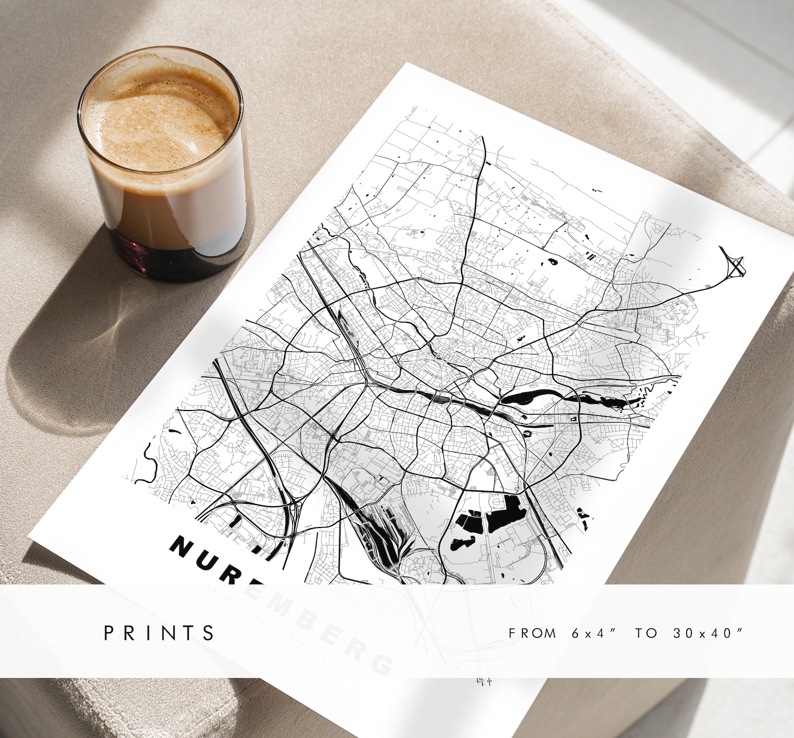 Nuremberg Map Print - City Map Poster - Map Wall Art - Germany City ...