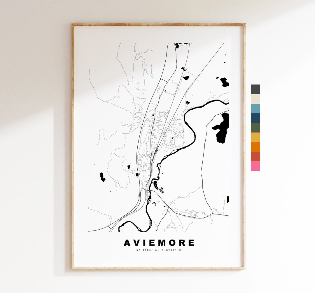 Aviemore Map Print - Minimalist City Map Poster - Map Wall Art ...