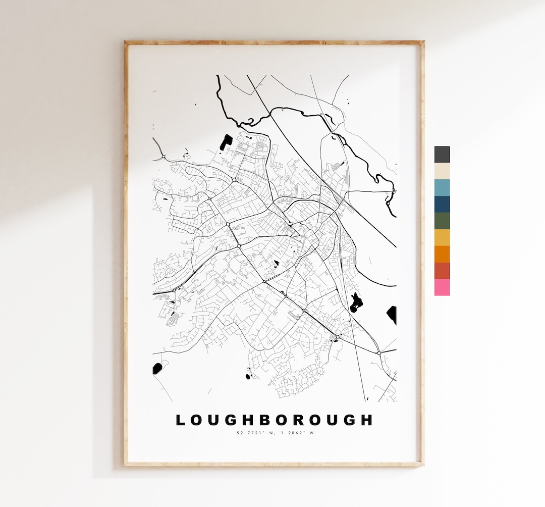 Loughborough Map Print - Minimalist City Map Poster - Map Art - UK ...