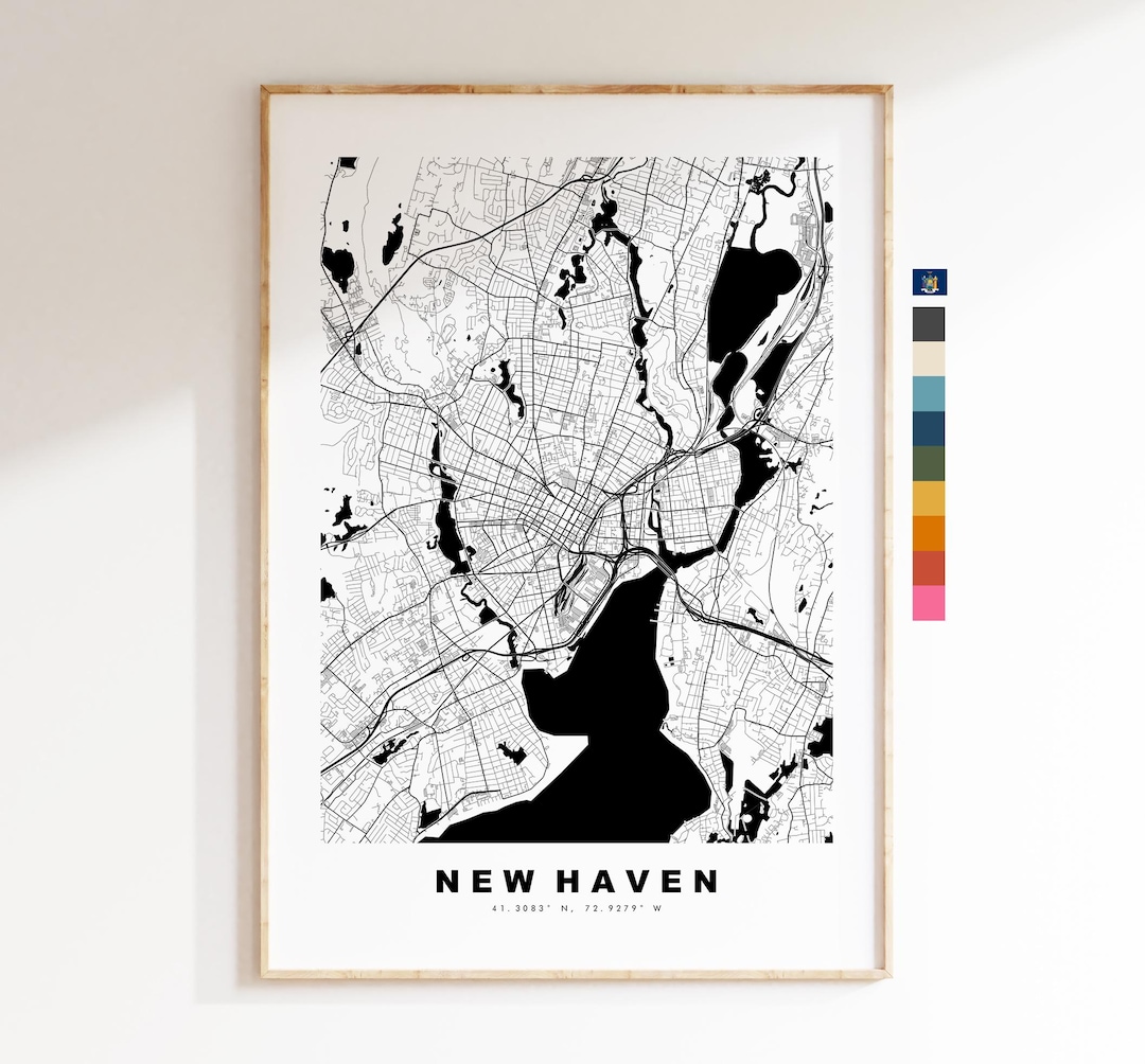 New Haven Map Print - City Map Poster - Map Art - USA City Maps - New ...
