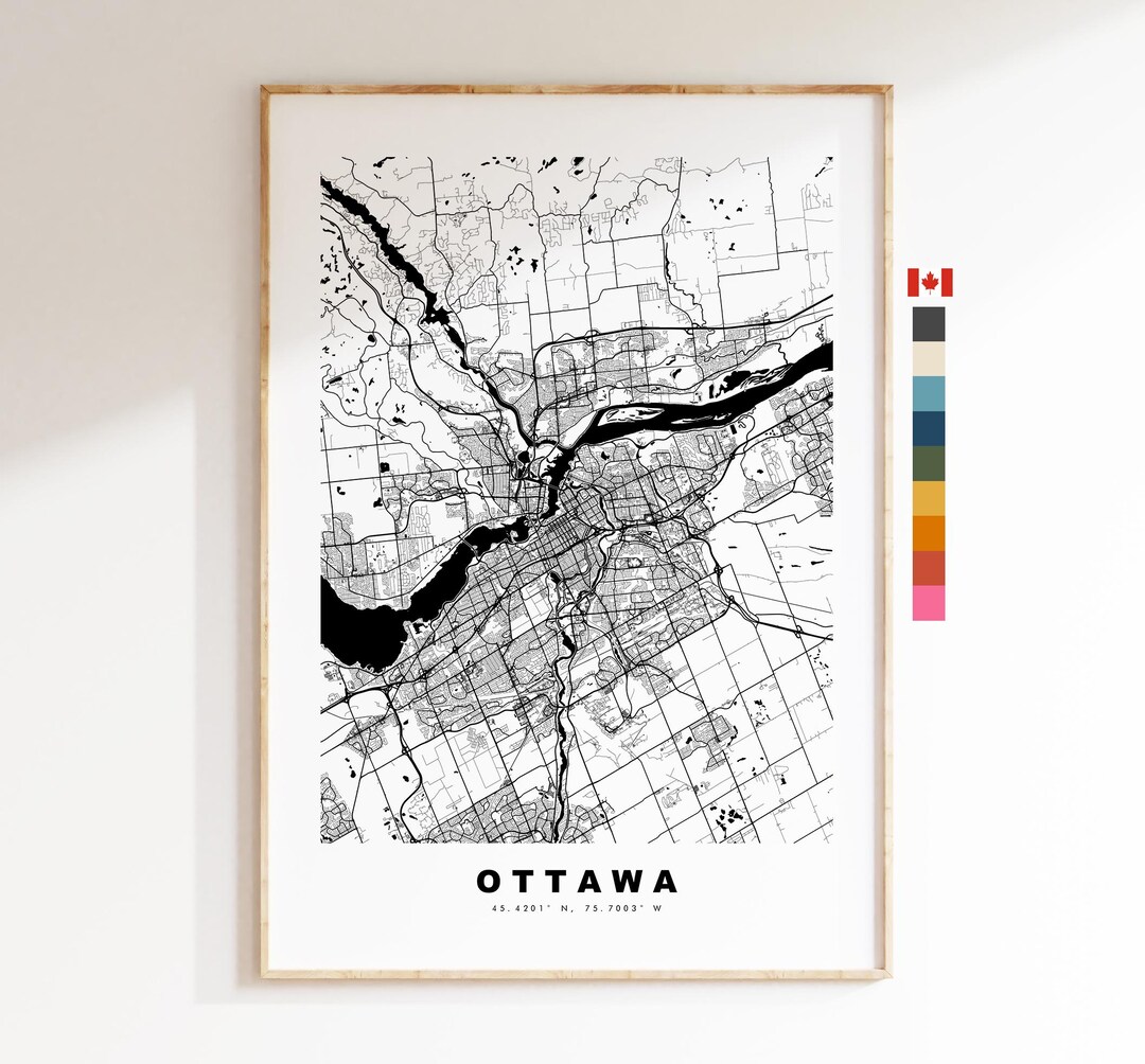 Ottawa Map Print - City Map Poster - Map Art - Map Wall Art - Canada ...