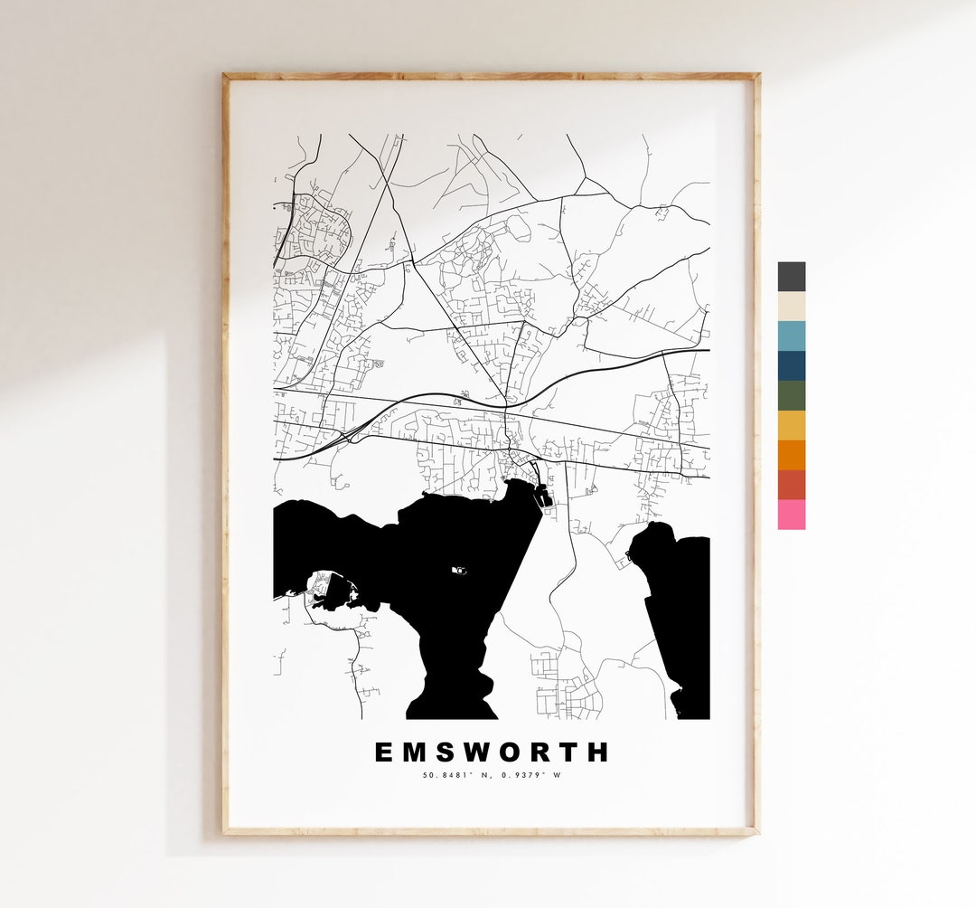 Emsworth Map Print - Minimalist City Map Poster - Map Art - UK ...