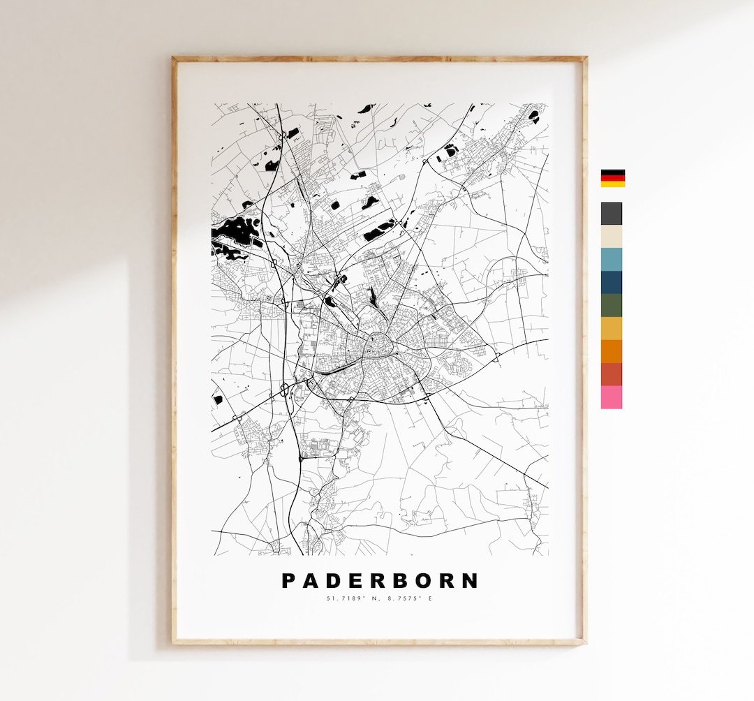 Paderborn Map Print - City Map Poster - Map Wall Art - Germany City ...