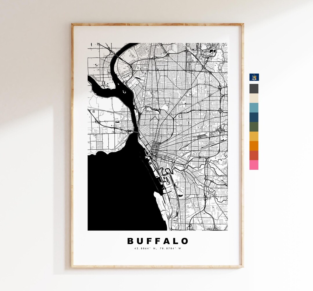 Buffalo Map Print - City Map Poster - Map Art - USA City Maps - Buffalo ...
