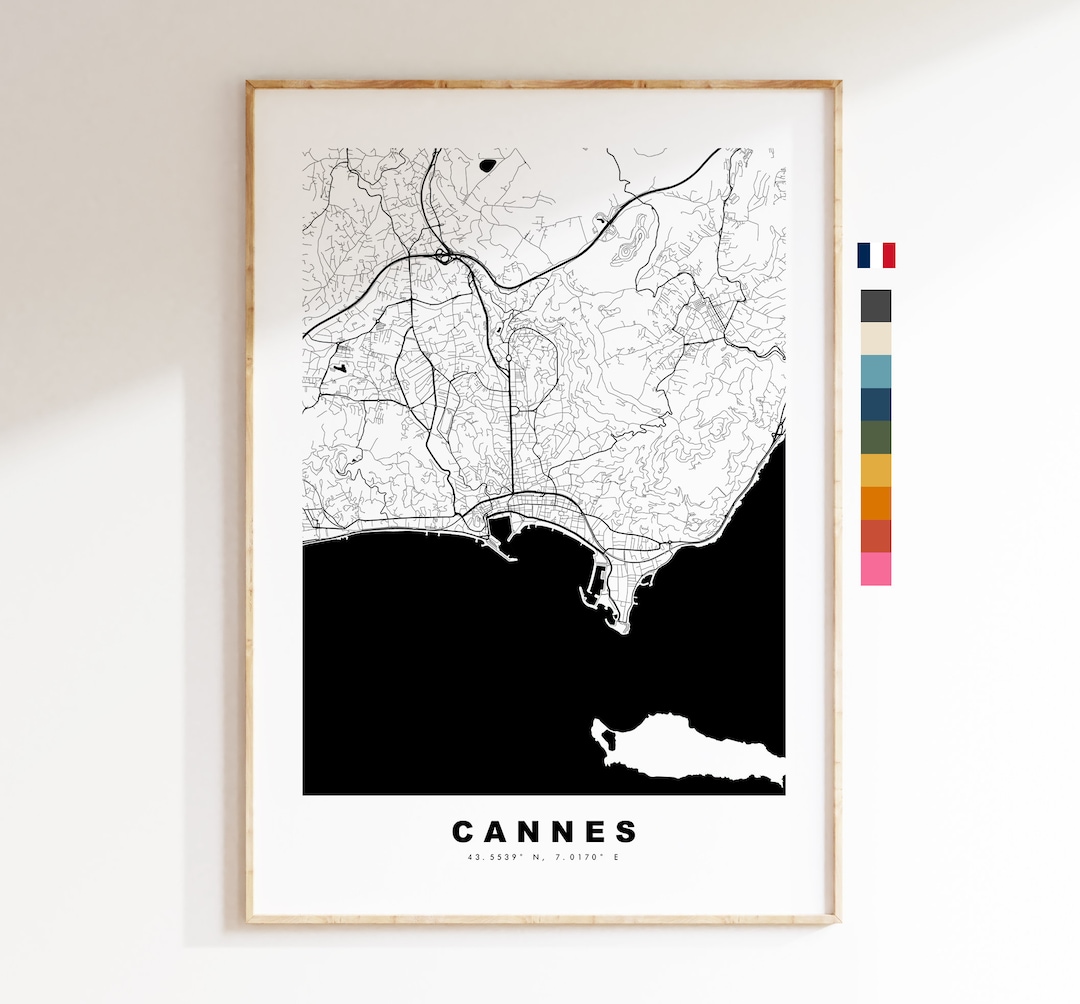 Cannes Map Print - City Map Poster - Map Wall Art - France City Maps ...