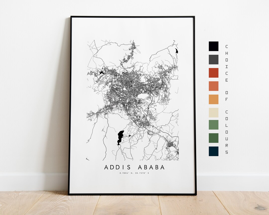 Addis Ababa Map Print - City Map Poster - Map Art - Map Wall Art ...
