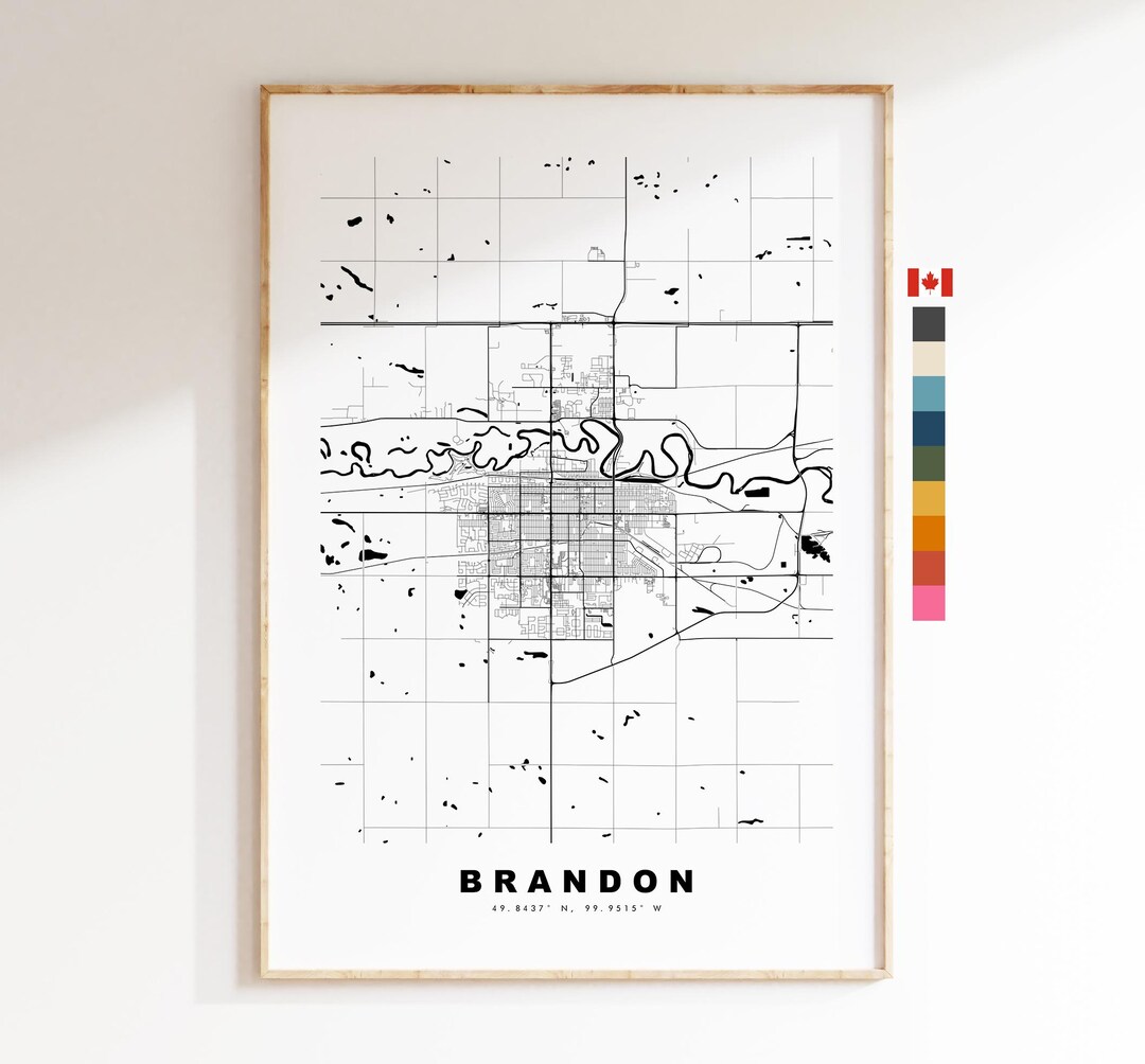 Brandon Map Print (canada) - City Map Poster - Map Art - Map Wall Art ...