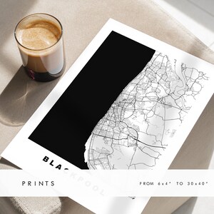 Blackpool Map Print - Minimalist City Map Poster - Map Wall Art - UK ...