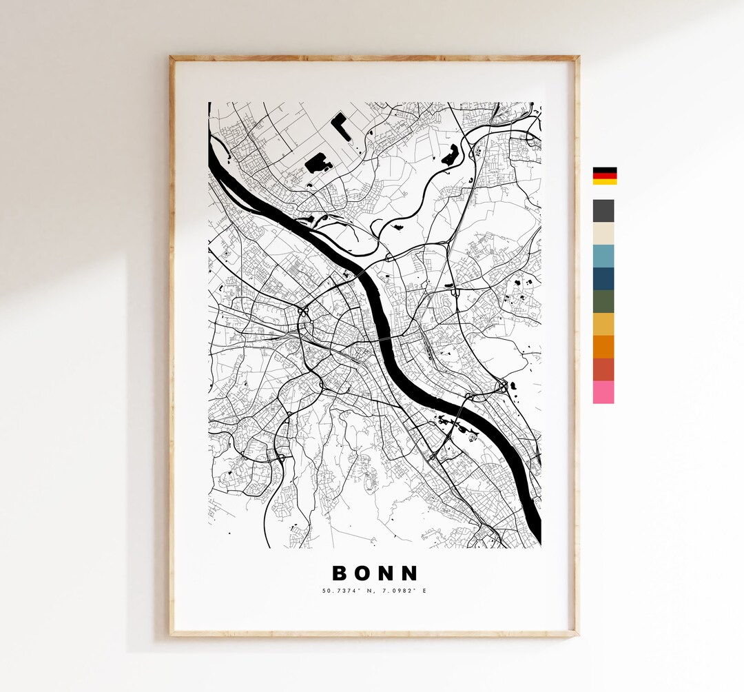 Bonn Map Print - City Map Poster - Map Wall Art - Germany City Maps ...