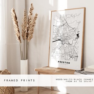 Preston Map Print - Minimalist City Map Poster - Map Art - UK - Preston ...