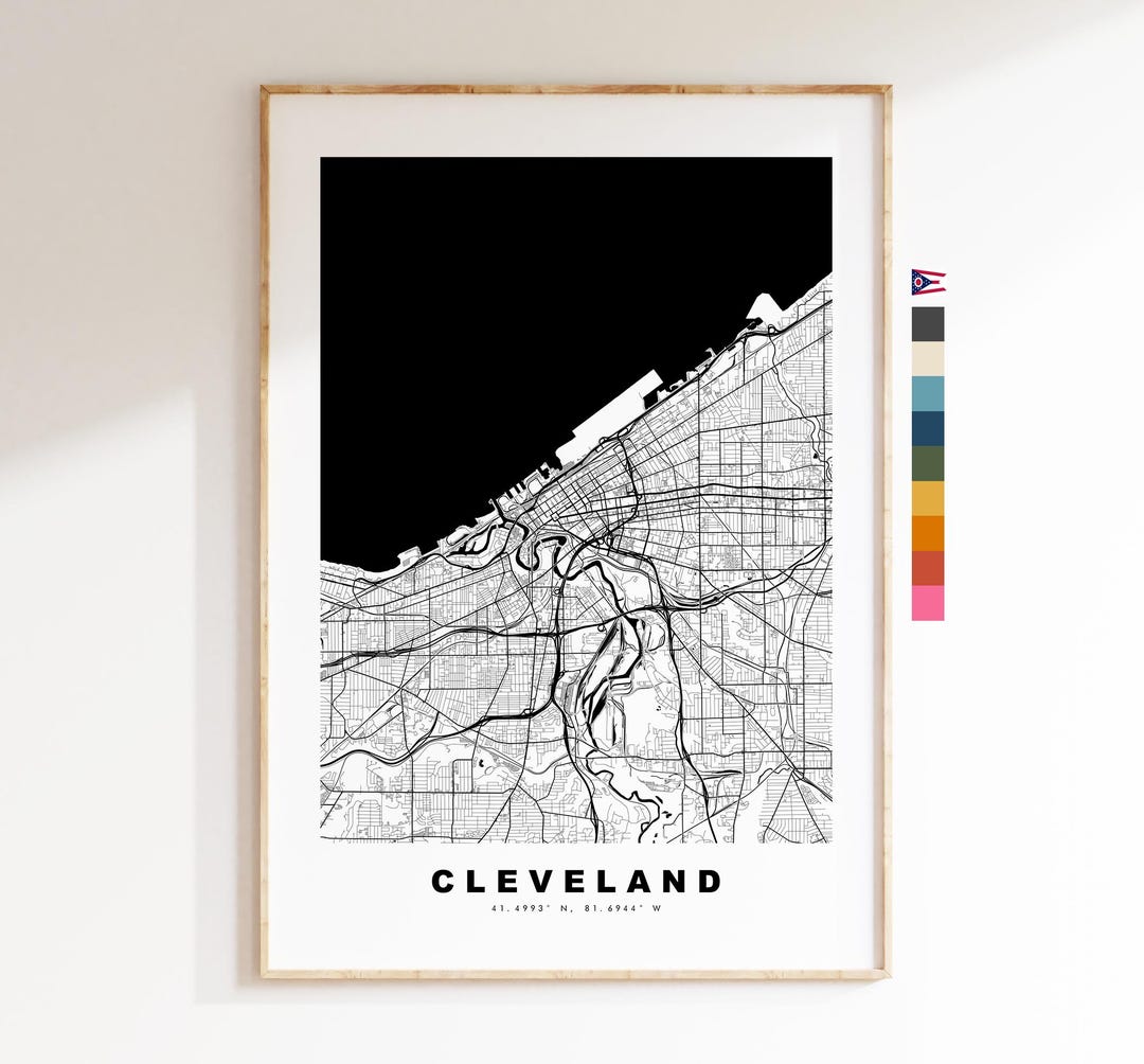 Cleveland Map Print - City Map Poster - Map Art - USA City Maps ...