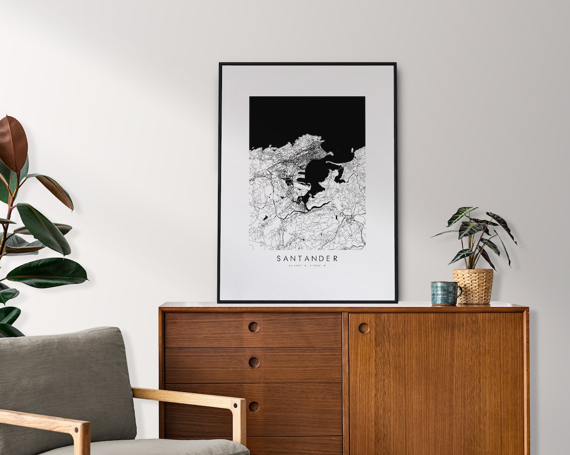 Santander Karte Print Stadt Karte Poster Karten Kunst - Etsy.de