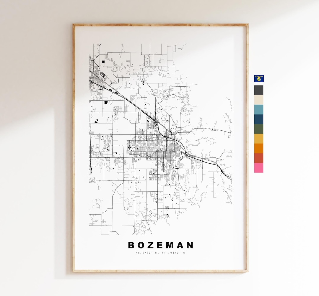 Bozeman Map Print - City Map Poster - Map Art - USA City Maps - Bozeman ...