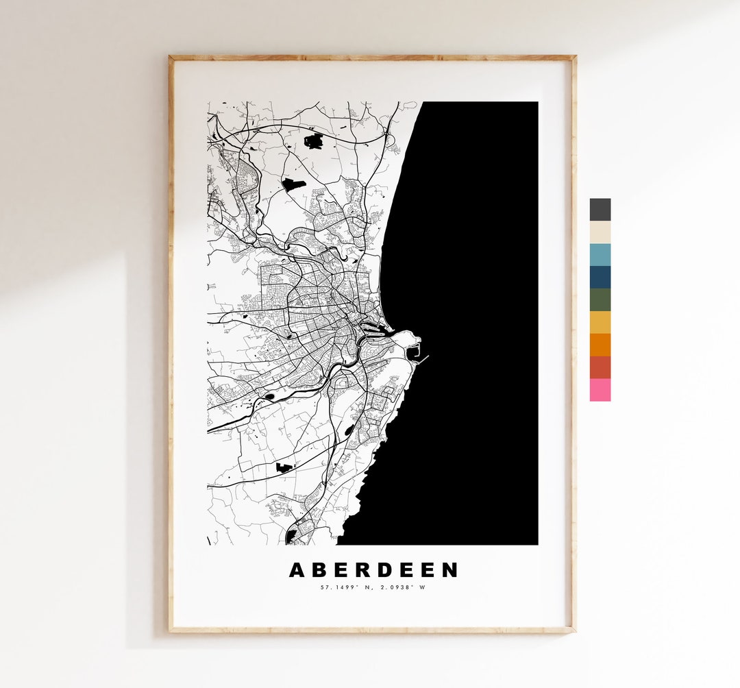 Aberdeen Map Print - Minimalist City Map Poster - Map Wall Art ...