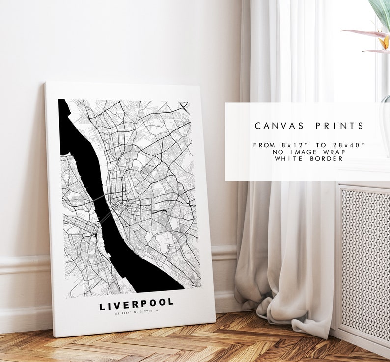 Liverpool Map Print - Minimalist City Map Poster - Map Art - UK ...