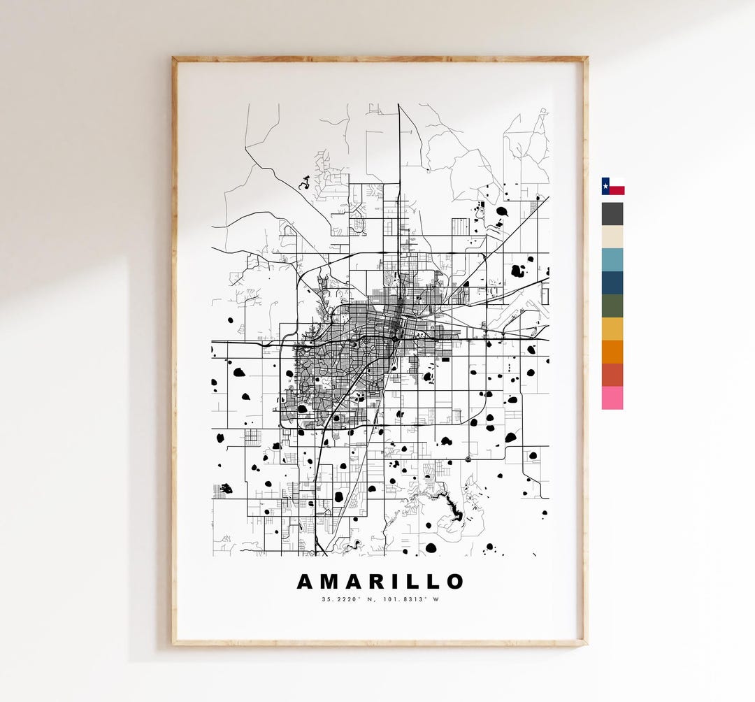 Amarillo Map Print - City Map Poster - Map Art - USA City Maps ...