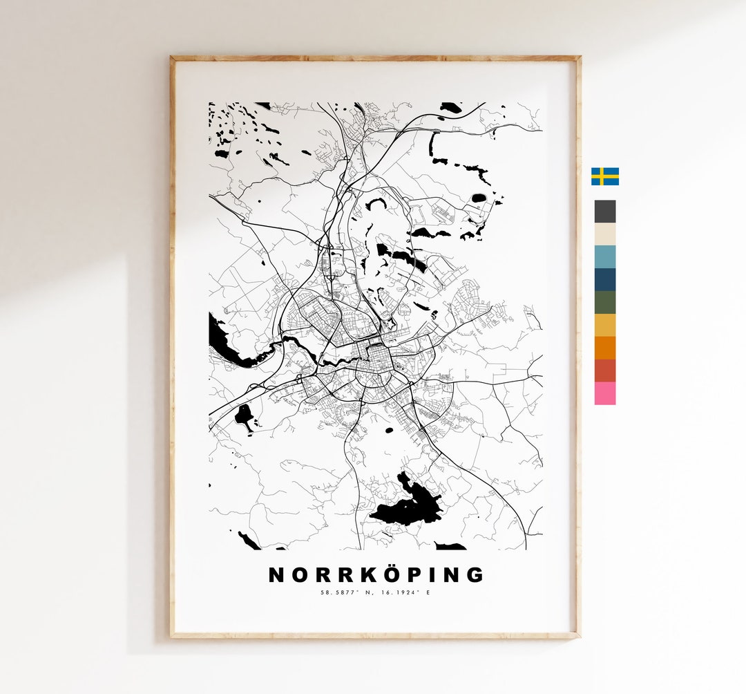 Norrkoping Map Print - City Map Poster - Map Wall Art - Sweden City ...